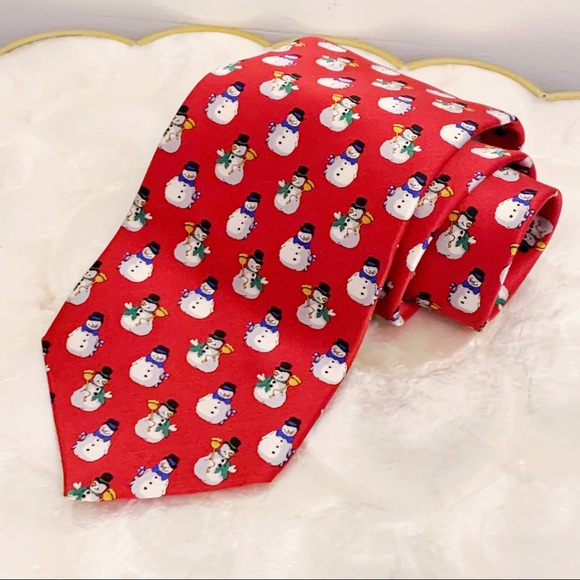 Vintage | Accessories | Vintage Red White Snowman Silk Mens Christmas ...